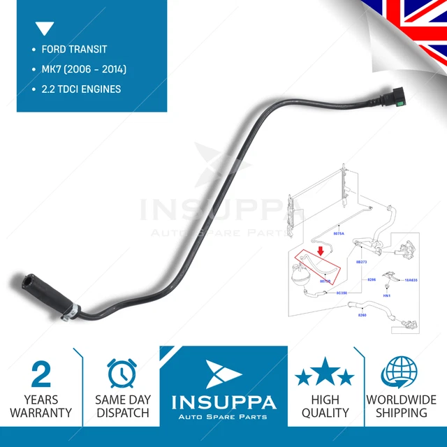 FOR FORD TRANSIT Mk7 Radiator Expansion Tank Overflow Hose Pipe 2.2Tdci ...