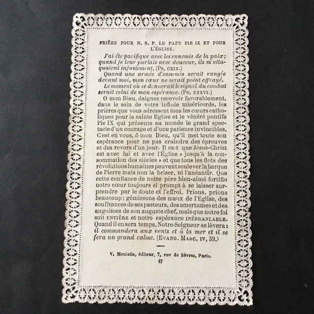 CANIVET PAPST PIUS IX Meniolle XIXè HEILIGE KARTE 19. Jh. Santino EUR ...