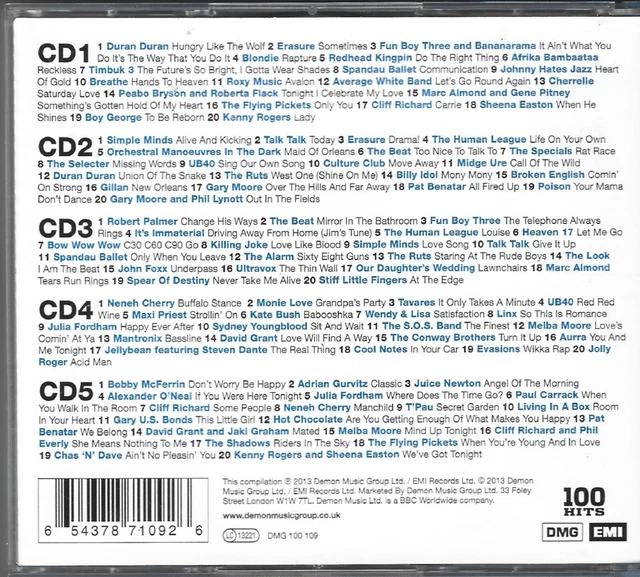 100 HITS ~ 80's CHARTBUSTERS - 5 DISC CHART MUSIC CD's £4.99 - PicClick UK