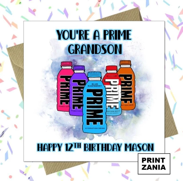 PERSONALISED PRIME DRINK Birthday Card Boys Energy Drink Hydration ...
