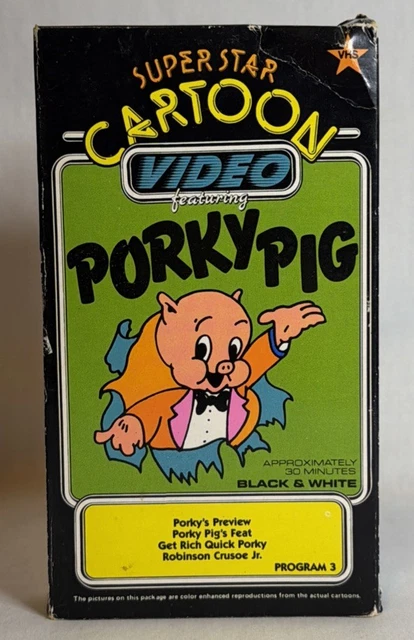SUPERSTAR CARTOON VIDEO Featuring Porky Pig B&W VHS-Program 3 £9.95 ...