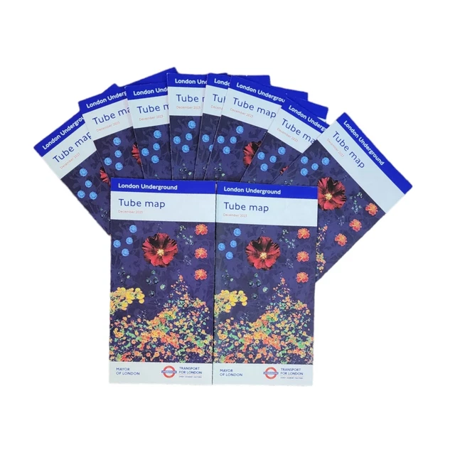 10X LONDON UNDERGROUND Tube Map Dec 2023 TFL Official Brand New Pocket ...