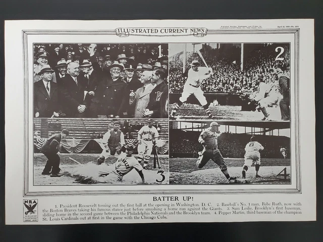ORIGINAL 1935 ILLUSTRATED Current News Babe Ruth, Sam Leslie ...