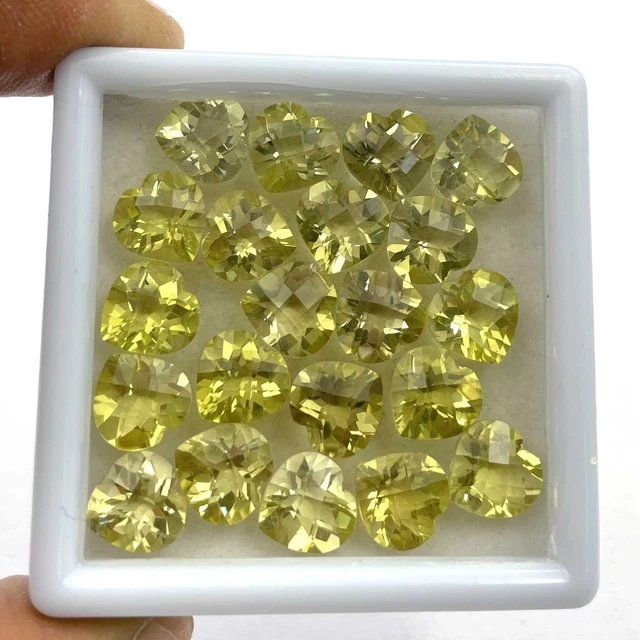 NATUREL CITRON QUARTZ Coeur Checker Coupe Desseré Gemme Lot 24 Pièces 9 ...