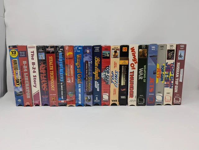 19X LOT MILITARY Aviation Plane VHS Lot, Top Gun, Stealth, Blue Angels ...