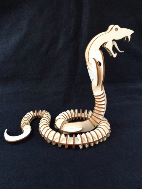 LASER CUT WOODEN King Cobra Snake Model/Puzzle Kit £14.99 - PicClick UK