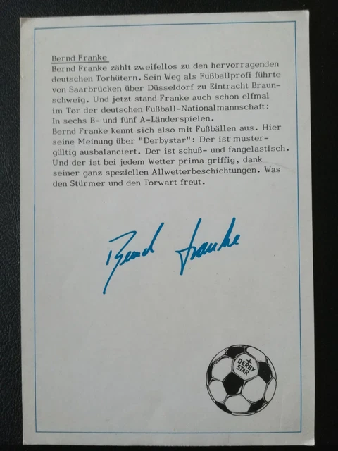 BERND FRANKE EINTRACHT Braunschweig Original Autogramm DFB 80ziger ...