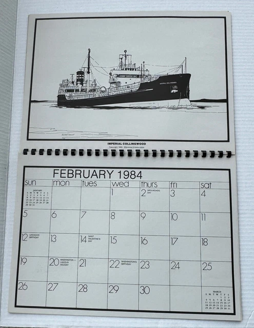 VTG 1984 CALENDAR FREIGHTER CALENDAR Great Lakes Ship Pen Pencil Prints ...