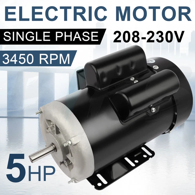 ELECTRIC MOTOR 5 HP 56 Frame 3450 RPM Single Phase 60 HZ 208 230V TEFC electric-motor-5-hp-56-frame-3450-rpm-single-phase-60-hz-208-230v-tefc