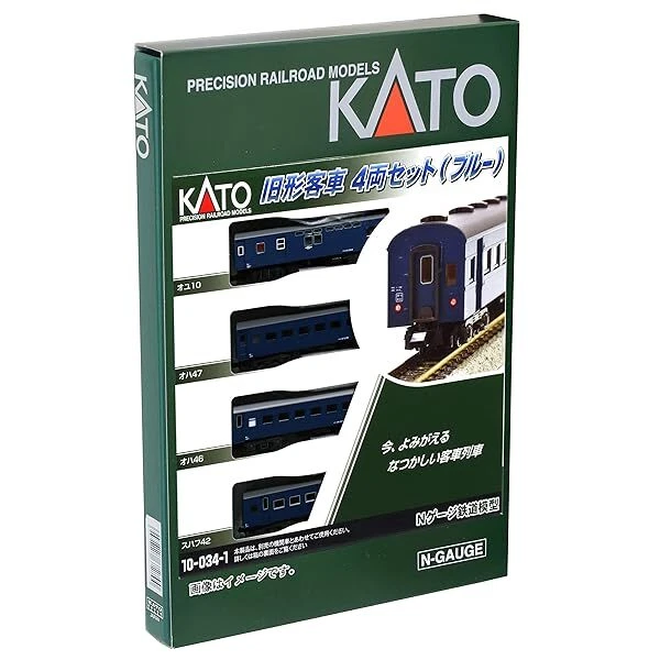 KATO N GAUGE Old Model Coach 4-Car Set (Blue) 10-034-1 FS £70.74 ...