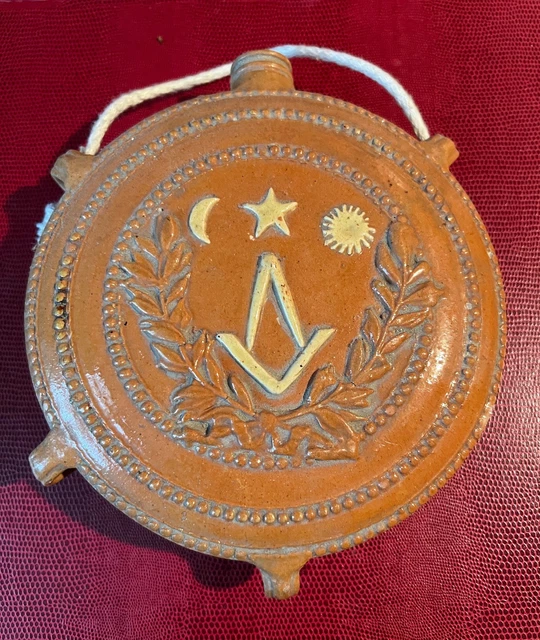 GOURDE DE COMPAGNON ? franc-maçon ? en terre vernissée EUR 130,00 ...