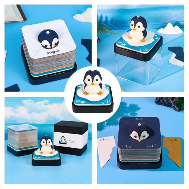 PANORAMIC PENGUINE PAPER Sculpture Calendar 3D Notepad O9R3 K5L7 W5E1 ...