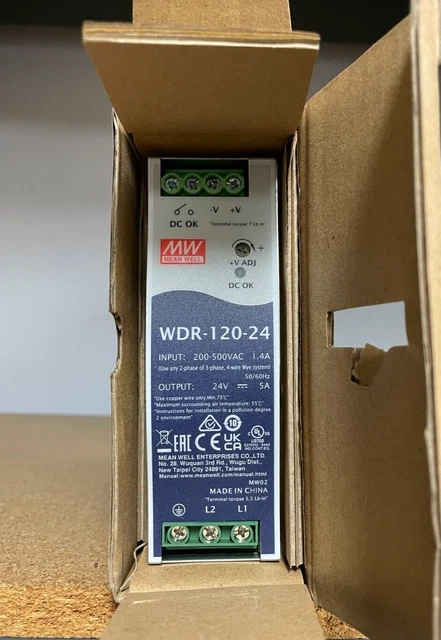 FUENTE DE ALIMENTACIÓN industrial de riel DIN Mean Well WDR-120-24 ...