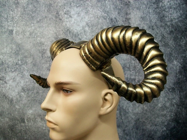 GOLD RAM HORNS Pan Minotaur Goat Fantasy Mythical Golden Fleece BigHorn ...