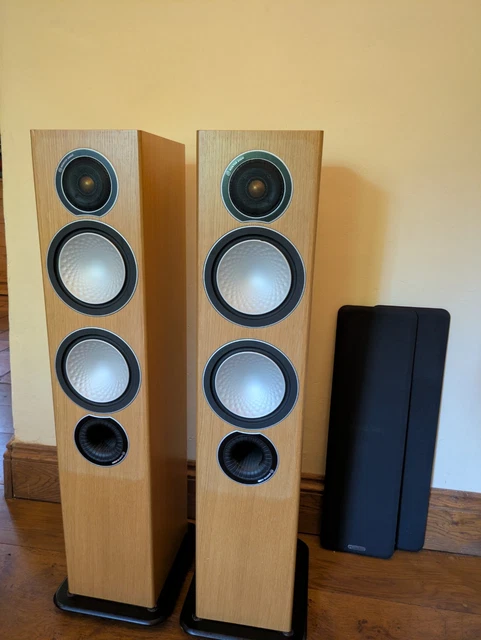MONITOR AUDIO SILVER 6 Floorstanding Speakers in Natural Oak £208.68 ...