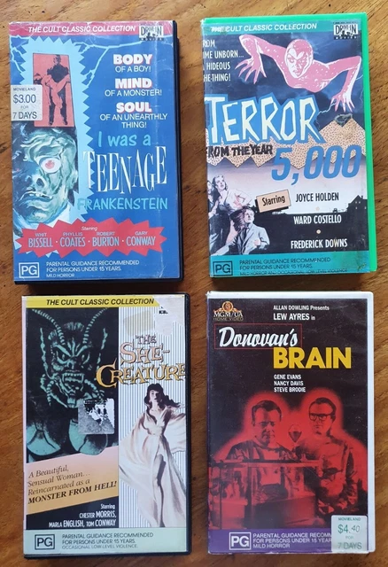 VINTAGE 1950S HORROR VHS Tapes x 4 Ex-Rental Classic Cult Movies $88.00 ...