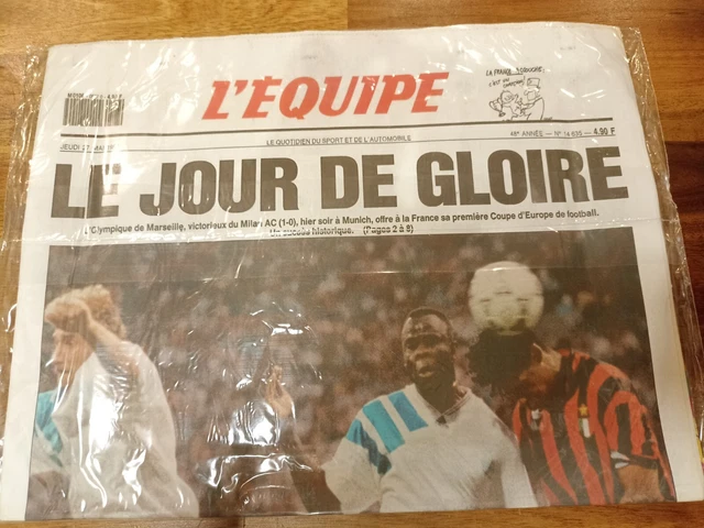 JOURNAL L'EQUIPE 27 Mai 1993 OM - Milan AC Le jour de gloire EUR 13,50 ...