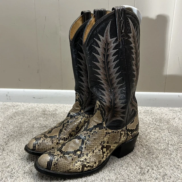 TONY LAMA COWBOY Boots Men's 8D Python Snakeskin Leather 8801 Western ...
