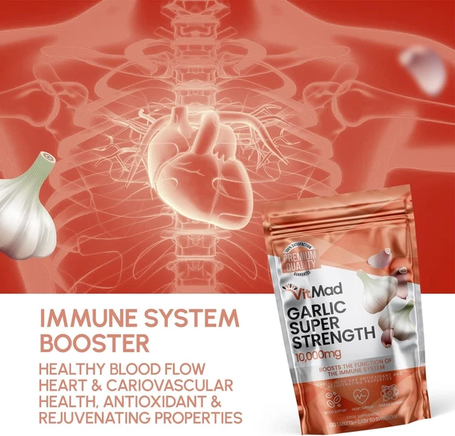 GARLIC EXTRACT 10,000MG - 120 Tablets - High Strength - Heart Health ...