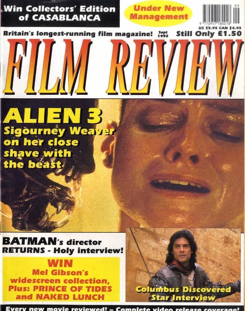 FILM REVIEW MAGAZINE 1992 Sep Sigourney Weaver, Tim Burton, George ...