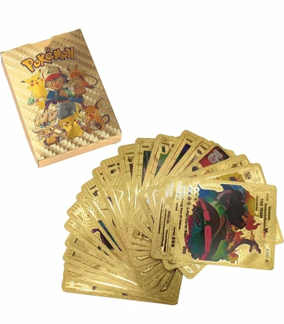 POKEMON GOLD FOIL Cards - Pack Of 55 Pcs TCG Deck Gold Foil Assorted ...