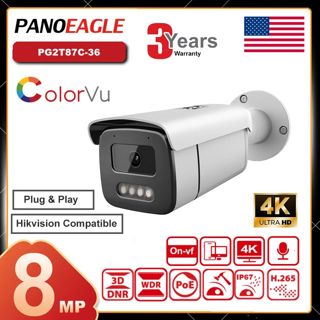 HIKVISION COMPATIBLE 4K ColorVu 8MP Security Bullet IP Camera IPC MIC ...