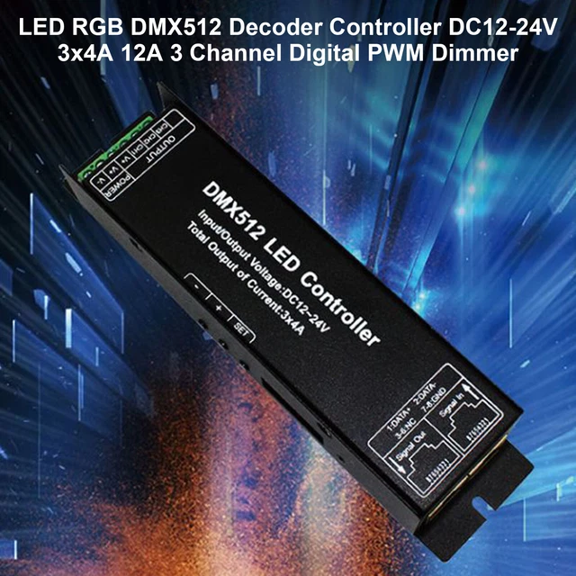 LED RGB DECODER Controller DC12-24V 3x4A 12A 3 Channel Digital PWM ...