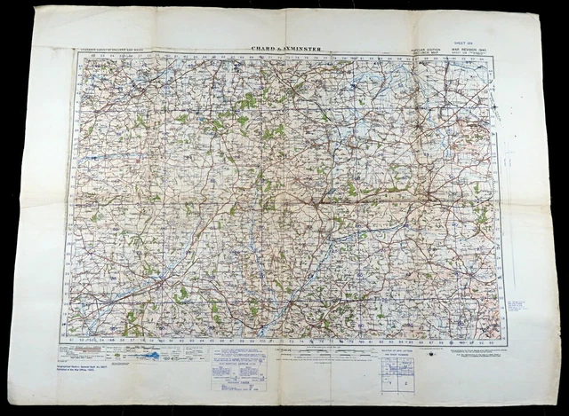 WW2 MILITARE MAPPA Chard Axminster Honiton Devon British War Ufficio ...