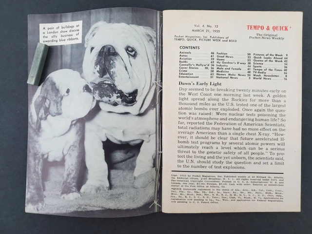 TEMPO & QUICK Magazine March 21 1955 Sara Shane Sophia Loren Casey ...