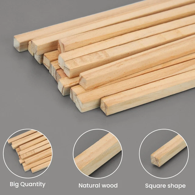 WOODEN DOWEL RODS (50 Pack) Wooden Sticks for Crafts Natural Wood Poles ...
