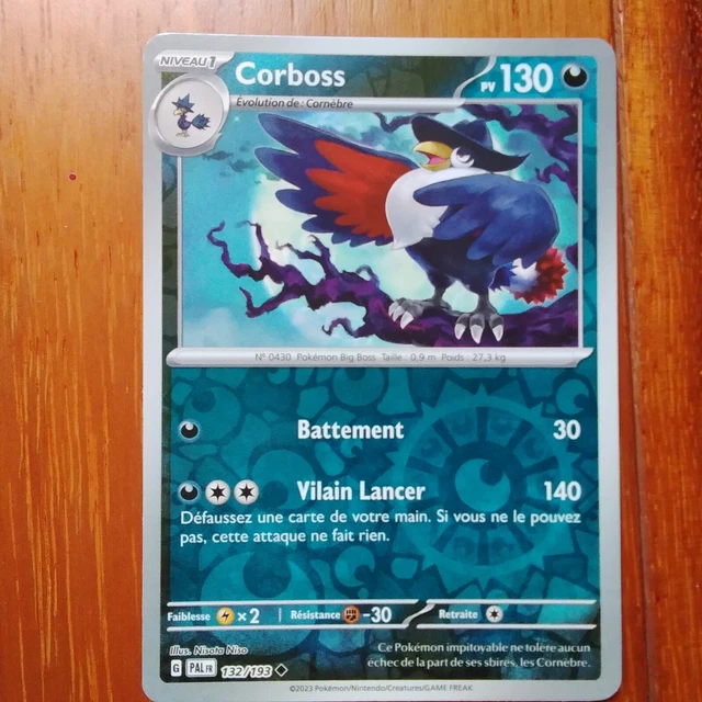 CARTE POKÉMON CORBOSS 132/193 reverse Evolutions à Paldea fr neuve EUR ...