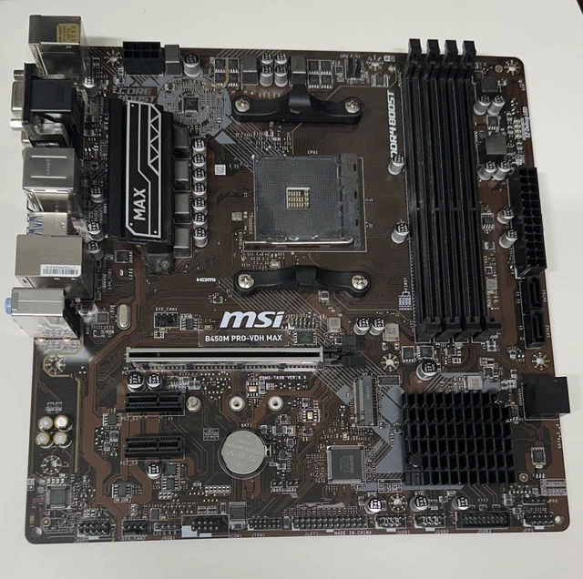 MSI B450M PRO-VDH MAX, AMD AM4 B450 Micro ATX Motherboard £47.74 - PicClick UK