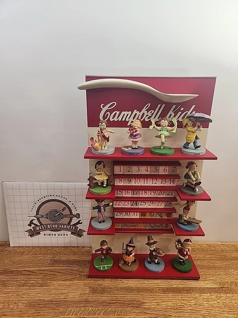 RARE CAMPBELLS KIDS Calendar, Danbury Mint 2001, 12 Figurines, 42 Tiles ...