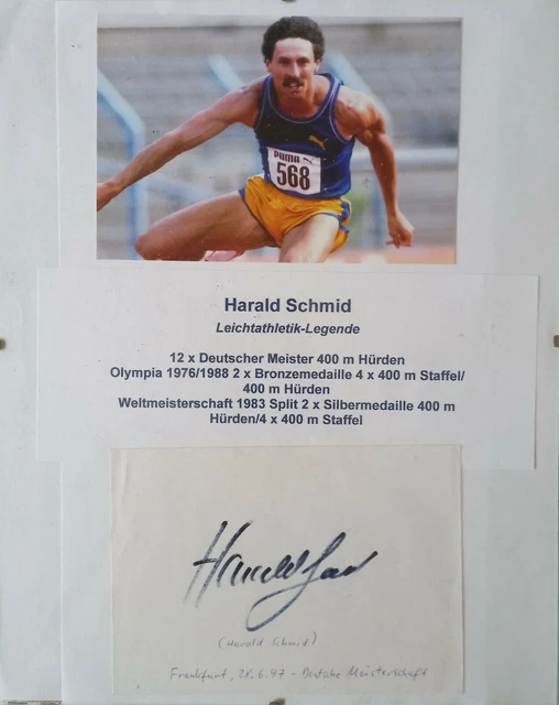 ORIGINAL-AUTOGRAMM HARALD SCHMID - Eine Leichtathletik-Legende - hinter ...