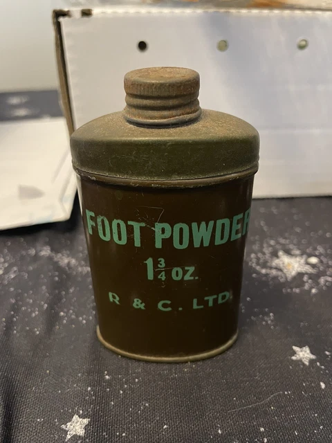 ORIGINAL WW2 BRITISH Army Issue Khaki Soldier 1 3/4 oz Foot Powder C.(E ...