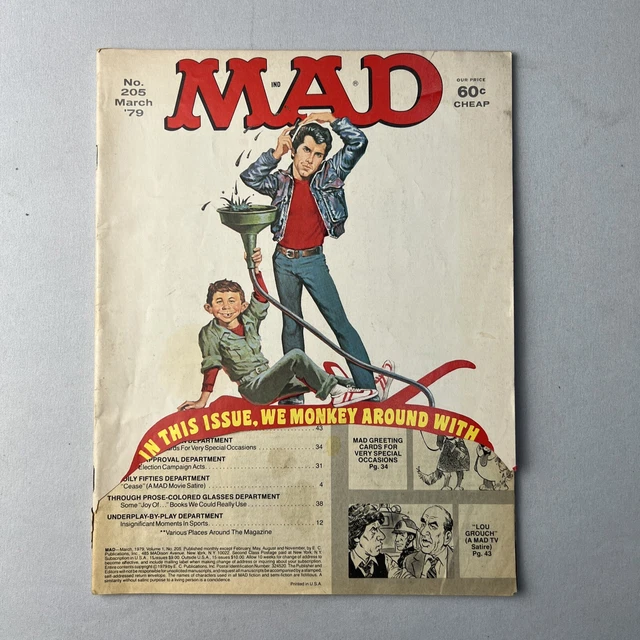 MAD MAGAZINE GREASE John Travolta Issue #205 March 1979 £6.48 - PicClick UK