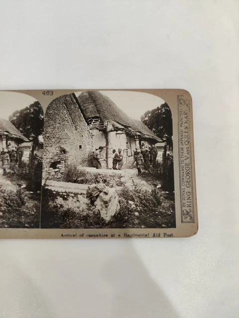 WW1 STEREOSCOPE VIEW Card Photo casualties injured regimental first aid ...