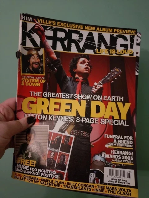 ISSUE NUMBER 1062 June 25th 2005 Vintage Kerrang Magazine Green Day £10 ...