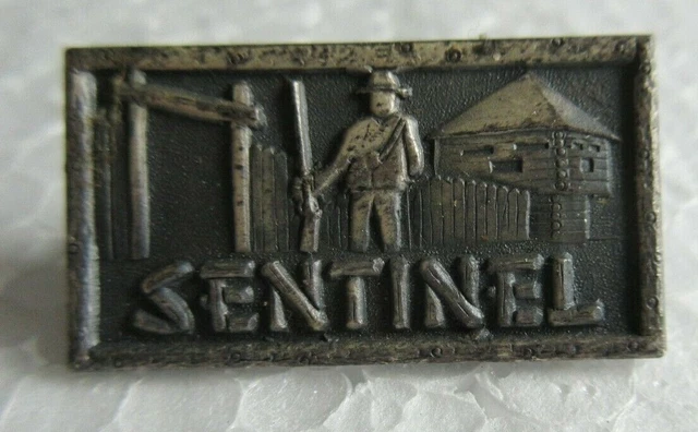 OLD VINTAGE LEAVENS Attleboro Shooting Rifle Sentinel Badge Lapel Pin ...