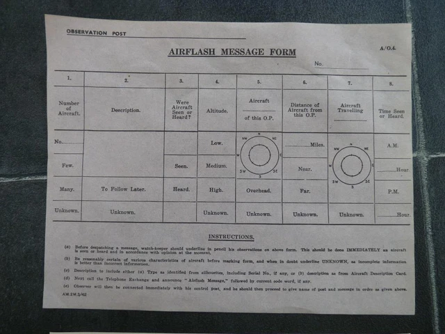 WW2 AUSTRALIAN ANZAC RAAF AIRCRAFT OBSERVATION MESSAGE FORMS x 2 ...