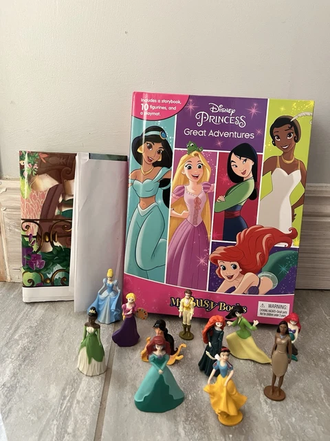 DISNEY PRINCESS GREAT Adventures My Busy Book Storybook 10 Figurines ...