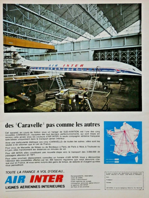 PUBLICITÉ DE PRESSE 1967 Air Inter Des Caravelle Pas Comme Les Autres ...