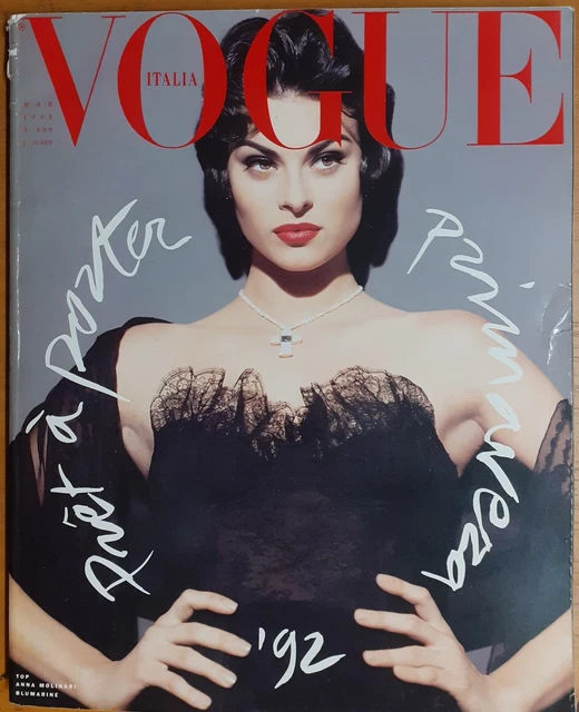 VOGUE ITALIA MAGAZINE March 1992 Marzo MAGALI AMADEI LINDA EVANGELISTA ...