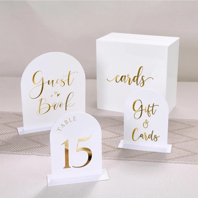 10 DIY WHITE Arch BLANK Wedding Table Signs W/ Stands, 5x7 Acrylic ...