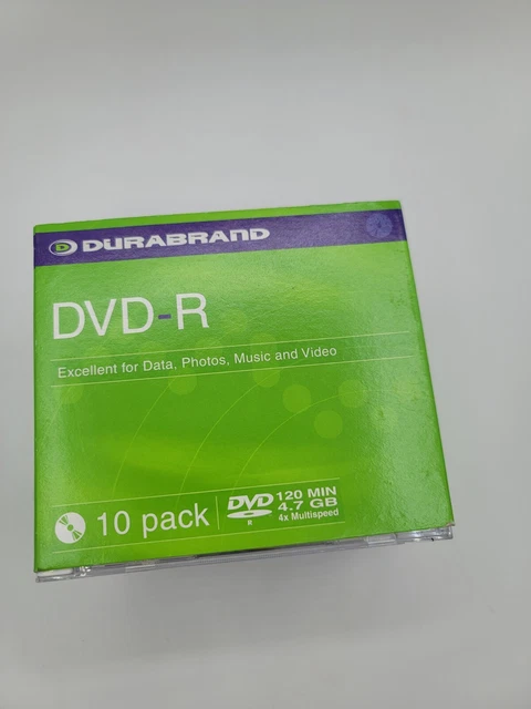 DURABRAND DVD+R 4.7GB 120 minutes 4x Recordable Disc Jewel Cases NEW 10 ...