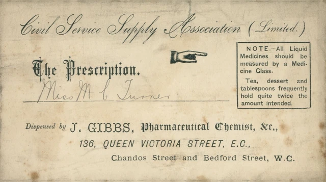 ANTIQUE PRESCRIPTION ENVELOPE Civil Service Supply Association To Miss ...