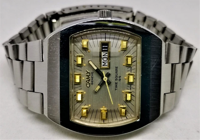RARE CAMY GENEVE TIME SQUARE 44 7620 All Genuine ETA 2789 Automatic ...
