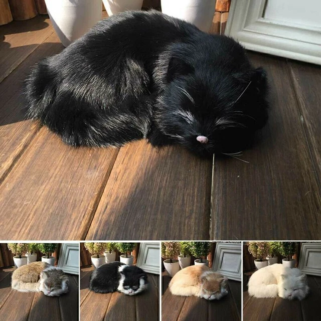 LIFE-SIZE REALISTIC CAT Plush | Lifelike Sleeping Design Soft Fake Fur ...
