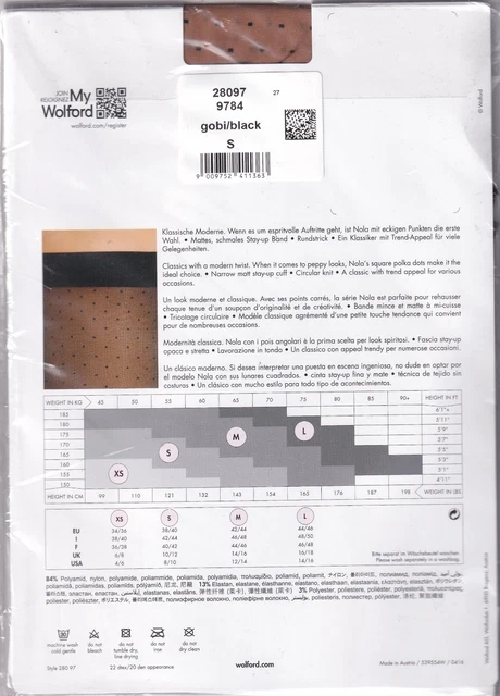 WOLFORD NOLA GOBI/BLACK Color Garter Bottom. Size S. Dots stay-ups. $37 ...