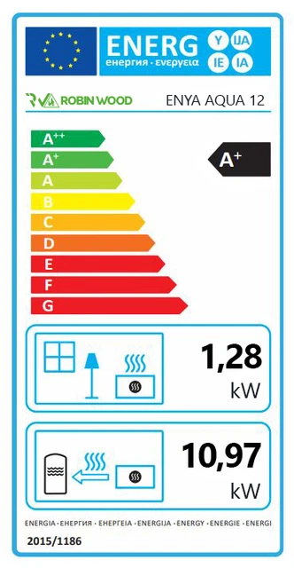A ROBIN WOOD Enya Aqua Beige Pellet Oven Water-Bearing 12kW Pelletkamin ...